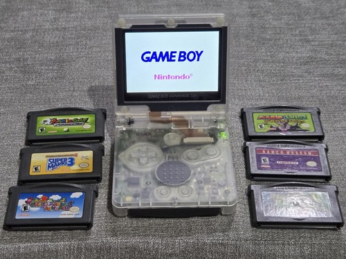 Clear Gameboy Advance SP BUNDLE 6 GAMES! MARIO | eBay