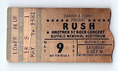 Rush Concert Ticket Stub May 9 1981 Buffalo New York | eBay