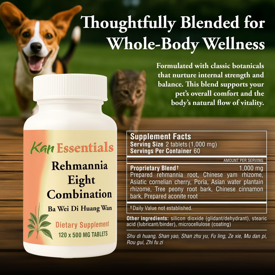 Kan Herb Rehmannia 8 Herbal Blend Dogs & Cats Kidney Vitality 120 ...