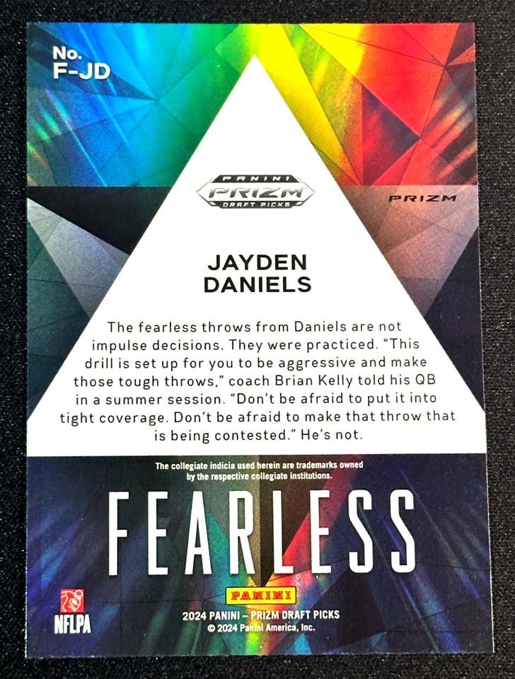 🔥2024 Panini Prizm - Fearless Jayden Daniels #F-JD Red Cracked Ice ...