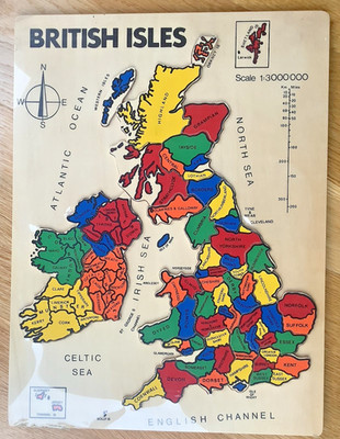 EARLY LEARNING WOODEN MAP JIGSAW PUZZLE GREAT BRITAIN COUNTIES 3+ AGE ...