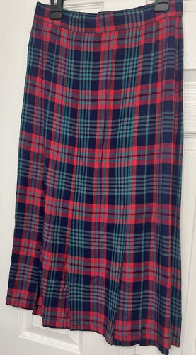 VTG Sarah Elizabeth Skirt SZ 12 Red Blue Tartan Plaid Midi Preppy ...