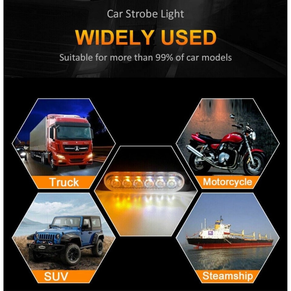 10PCS 12V-24V 6LED Car Truck Emergency Beacon Warning Hazard Flash ...