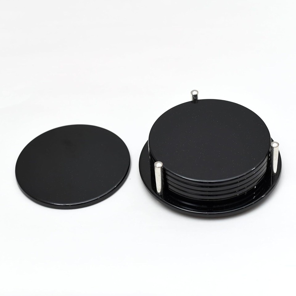 Stylish Coaster Round Shape Wooden Coasters Set 6 for Tea Cups Coffee ...