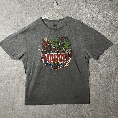 Marvel Comics Avengers Men Pullover Graphic T-Shirt Gray Short Sleeve ...