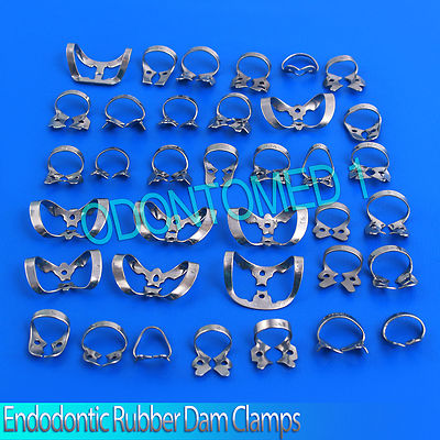 40 Pc Endodontic Rubber Dam Clamps Assorted Different Sizes Dental | eBay