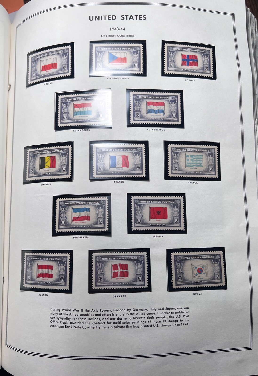 1943-44 Overrun Countries Issue US Postage Stamps Complete Set MNH | eBay