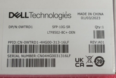 NEW Dell WTRD1 10GBASE-SR 850nm MMF LC SFP+ LTF8502-BC+-DEN 407-BBOU ...