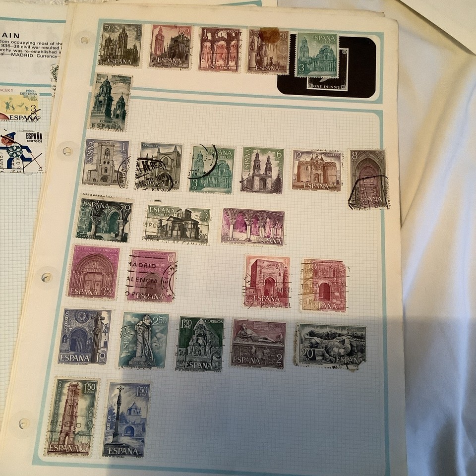 Vintage Spain Stamp Collection On Album Pages | eBay UK