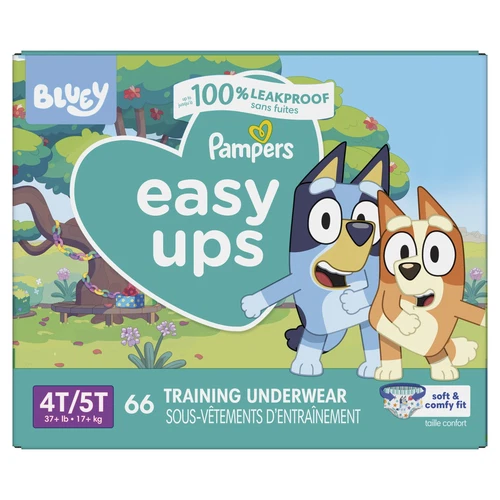 2 Packs Pampers Easy Ups Bluey Potty Training Pants Boys Size 4T-5T, 66 ...