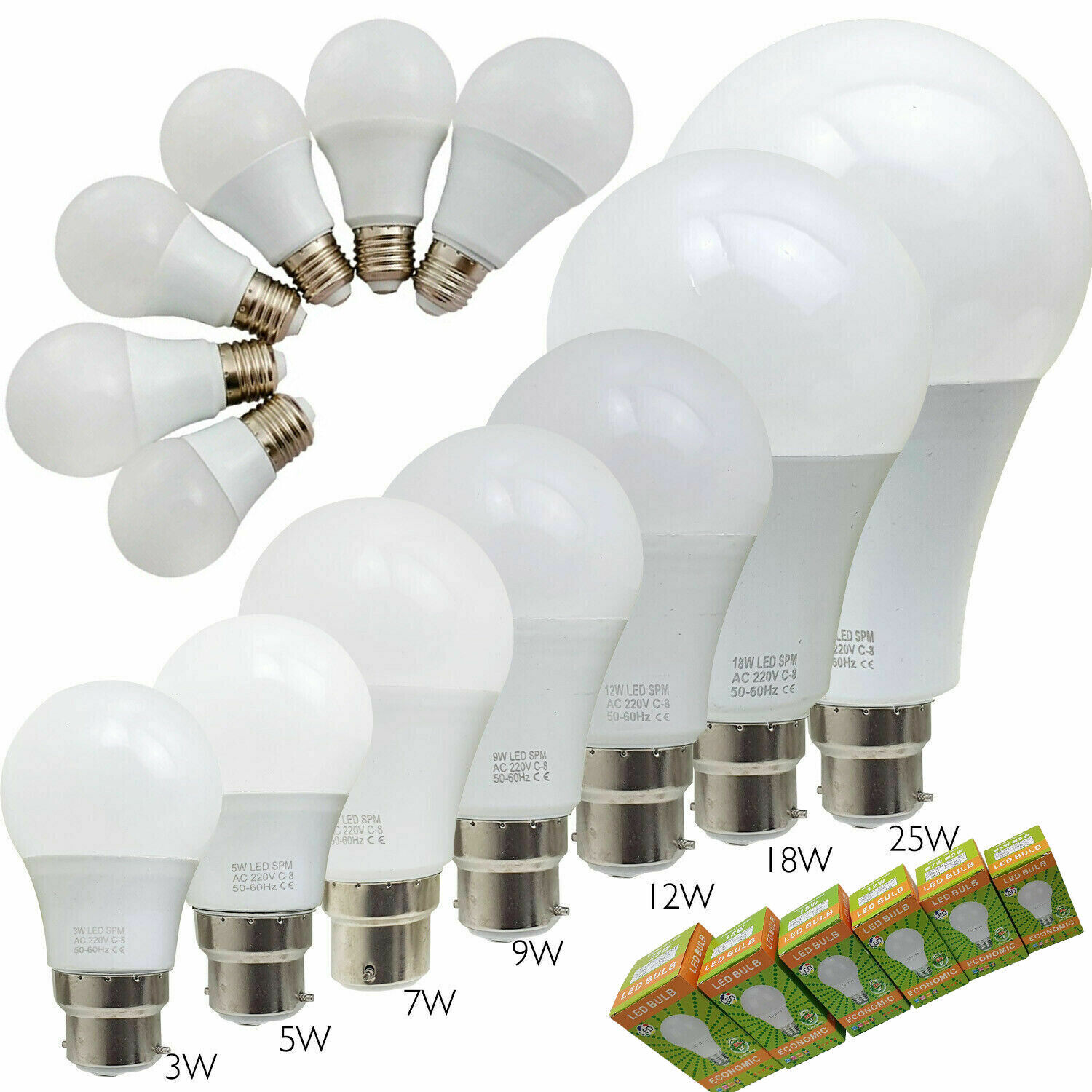 3W 5W 7W 9W 12W 15W 18W 25W ES E27 Cool White Day Light 240V LED GLS ...