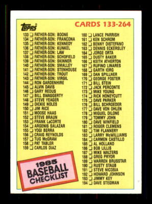 1985 Baseball 1985 Topps Checklist: 133-264 MLB #261 2 | eBay