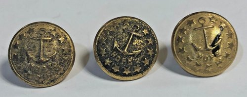 Original Indian War Spanish American Brass Buttons - Anchor and Stars ...