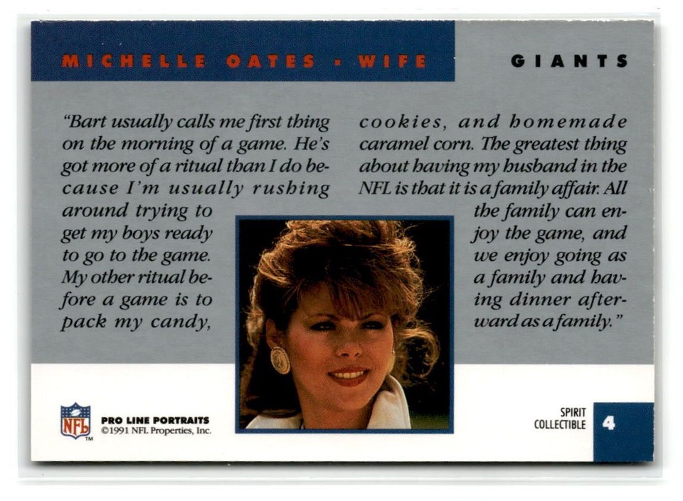 1991 Pro Line Portraits FOOTBALL Spirit Wives #4 Michelle Oates New ...