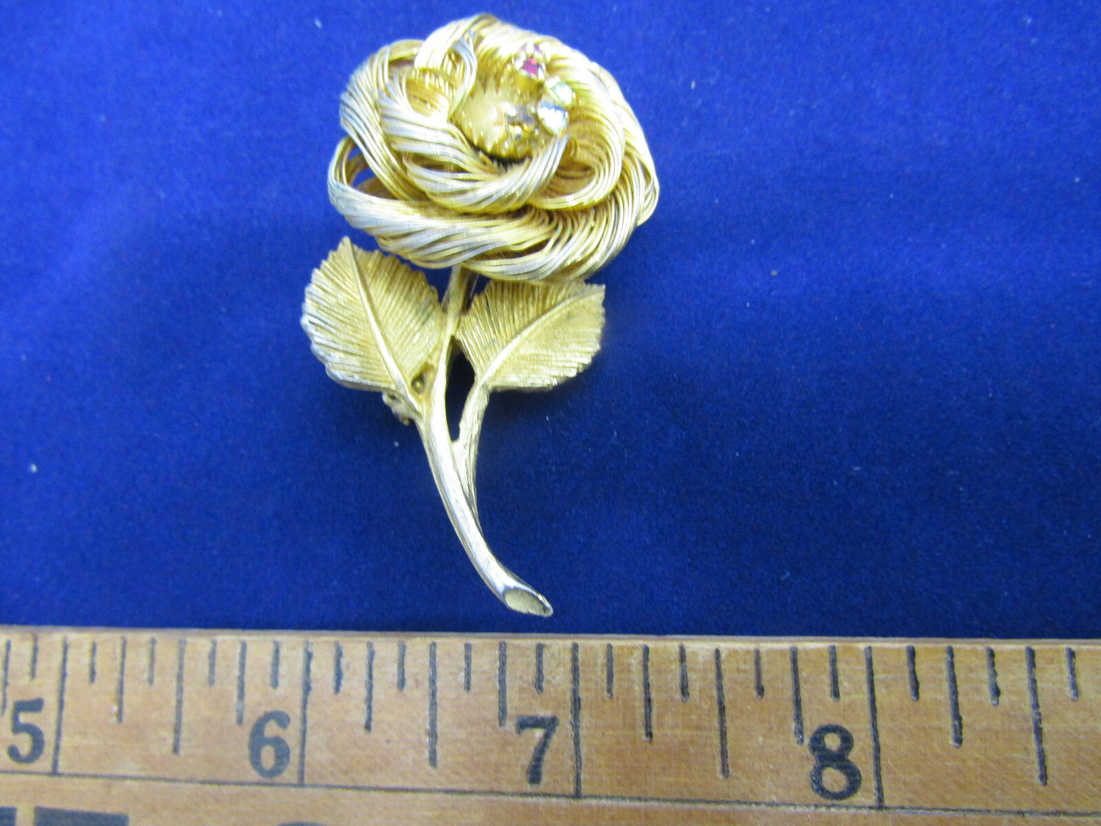L Old Vintage Retro Brooch Pin Costume Jewlery Rose F… Gem