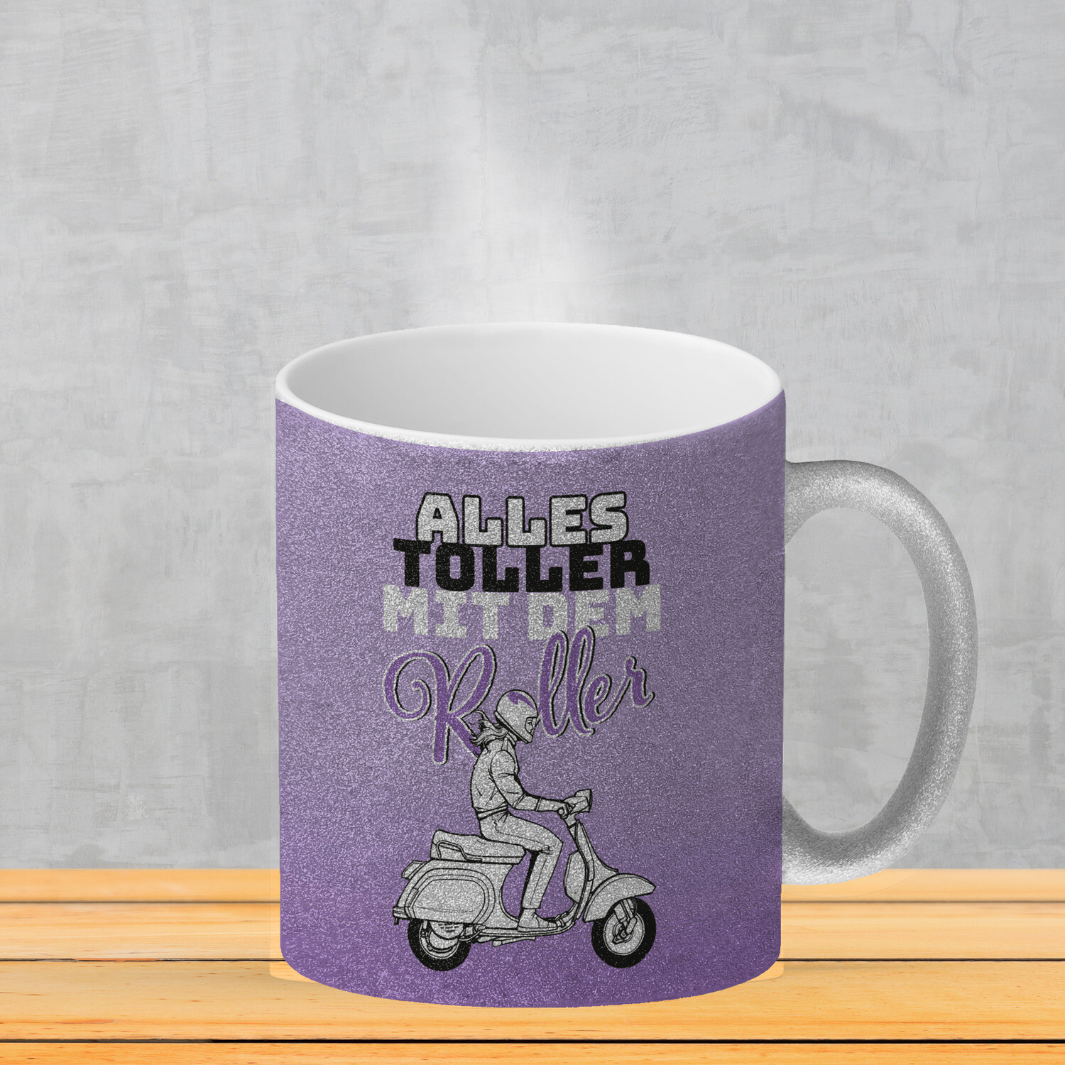 Alles toller mit dem Roller Glitzer-Kaffeebecher Das witzige Design des ...