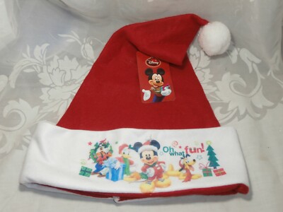 DISNEY MICKEY MOUSE RED FELT SANTA CLAUS CHRISTMAS HAT NEW WITH TAG ...