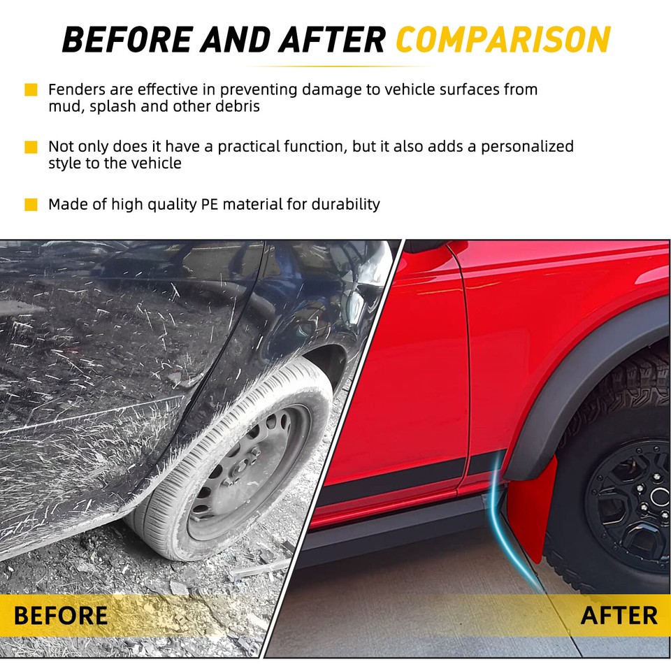 4x Red Mud Flaps Splash Guards Dirty Traps For 2012-2024 Ford Transit ...