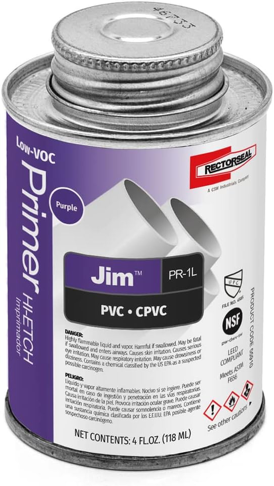1/4 Pint Purple Low VOC Hi-Etch PVC & CPVC Primer PR1L Durable Plumbing ...
