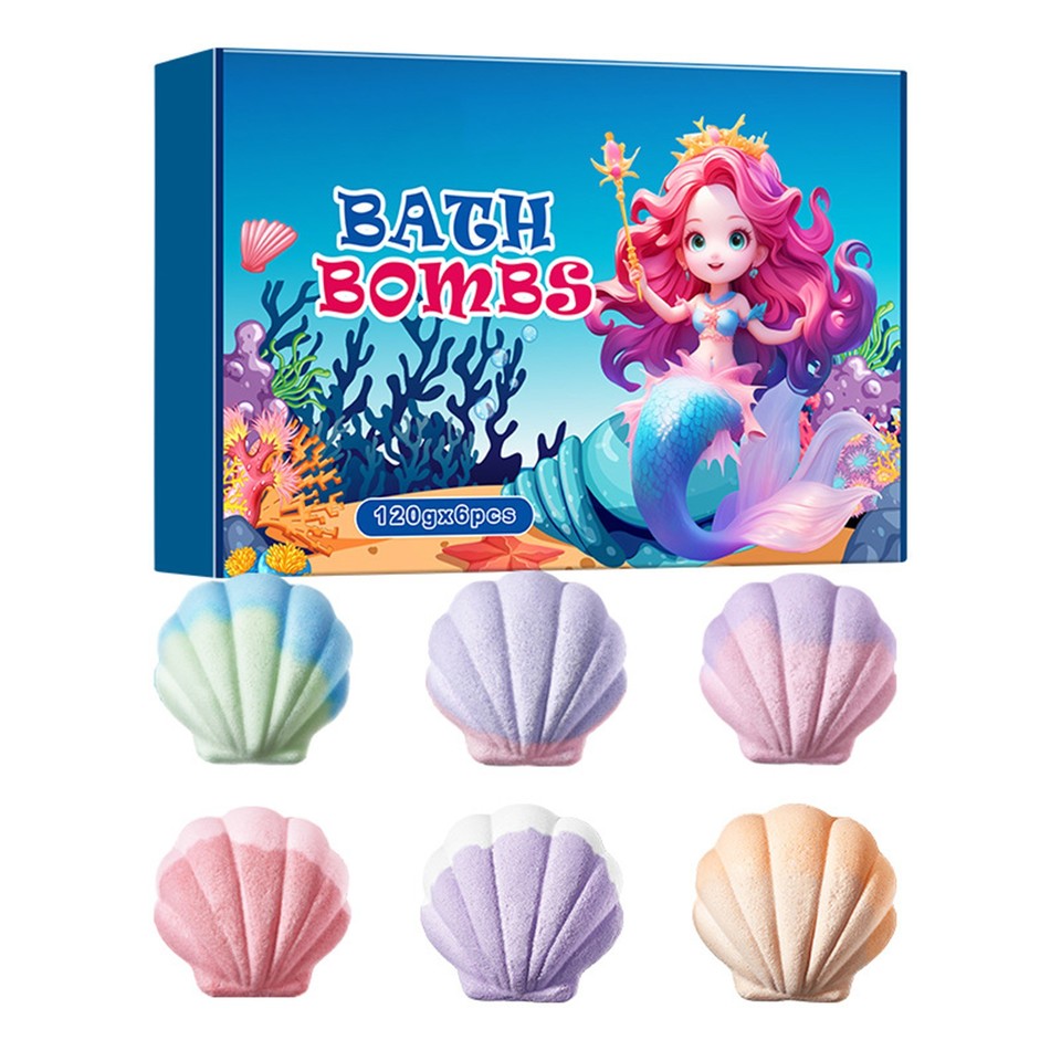6 Pack Bubble Bath Bathing Fun Shell Shaped Handmade Bath Bombs Set ...