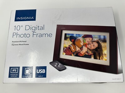 Digital Photo Frame 10" Insignia Premium IPS Panel Espresso Wood Frame ...