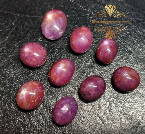 60 Ct+ Heated Mozambique Natural Oval Cabochon Purplish Red Star Ruby 9 ...