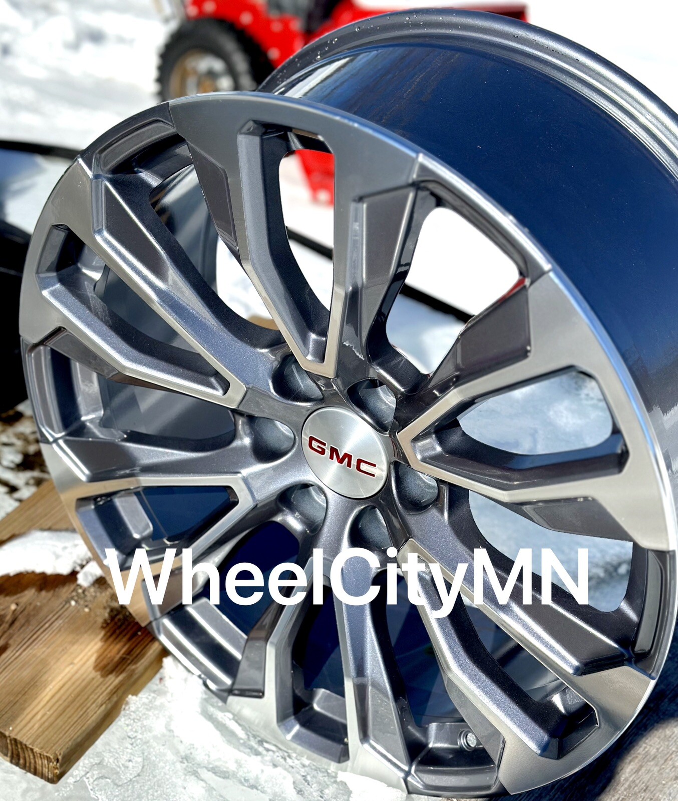 22" Gunmetal Machine OE Replica 14025 Rims fits 2026 GMC Sierra Yukon ...