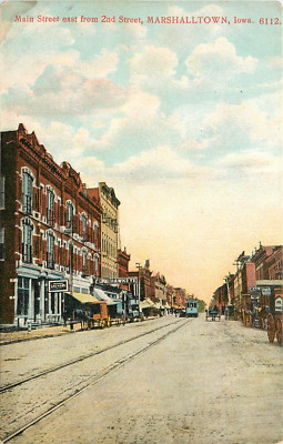 Vintage Postcard Main Street Scene Marshalltown IA Marshall County ...