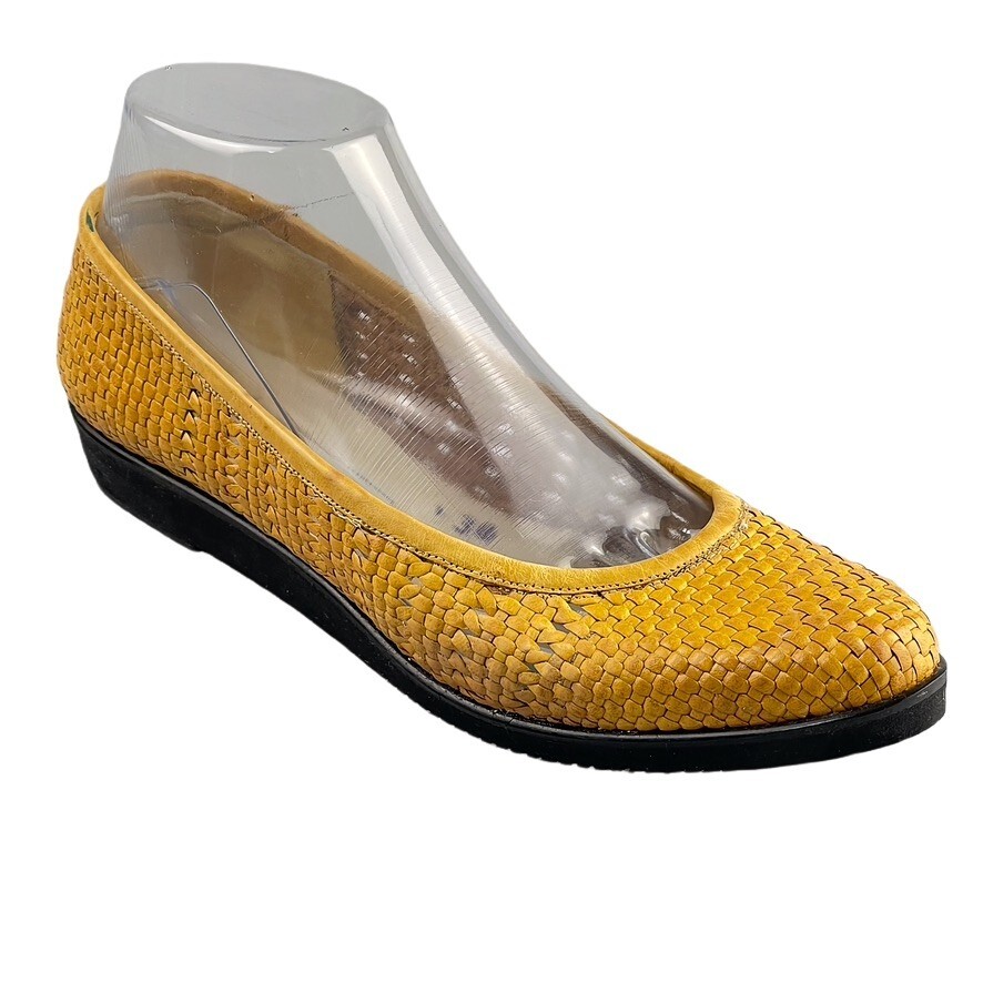 Rangoni of Florence Shoes Yellow Woven Leather Ballet Flat Wedges ...
