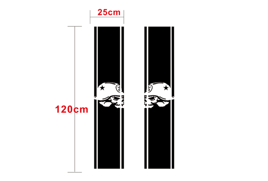 2Pcs Universal Black Stripe Skull Decal Racing Stripe Skull Truck Vinyl ...