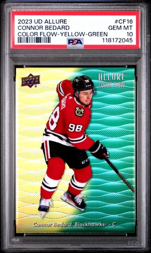 2023 UPPER DECK ALLURE COLOR FLOW CONNOR BEDARD YELLOW-GREEN RC PSA 10 ...
