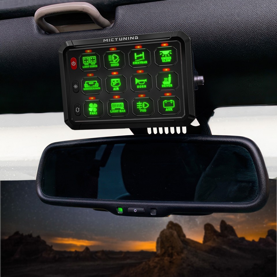 MICTUNING 12 Gang Switch Panel Kit Green Touch Led Lights Relays ...