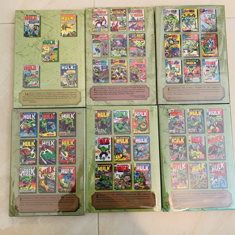 Marvel Masterworks The Incredible Hulk 6 Volume Lot Original FIRST ...