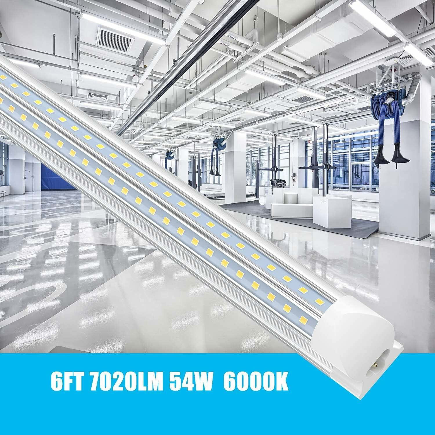 12PCS T8 6FT LED Shop Light Fixture 6 Foot LED Tube Garage Ceiling ...