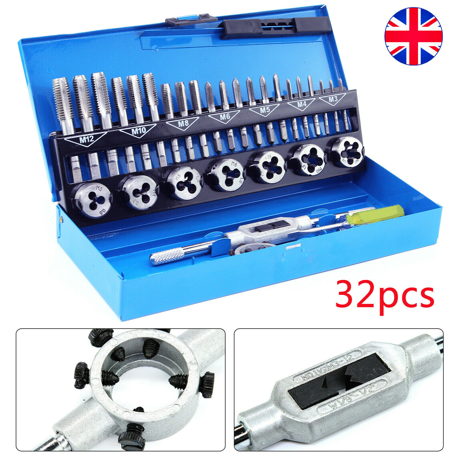 Professional 40Pc Metric Tap and Die Set Kit with Split Dies Wrench ...
