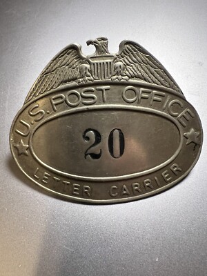 Post Office Letter Carrier Hat Badge #20 Vintage Postal Carrier Metal ...