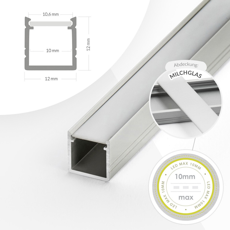 Alu Profil für LED Streifen 1m 2m Stripe Lichtleiste Aluminium Schiene ...