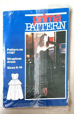 Prima Sewing Pattern Strapless Dress Sizes 8-16 Pattern No. 11187 | eBay UK