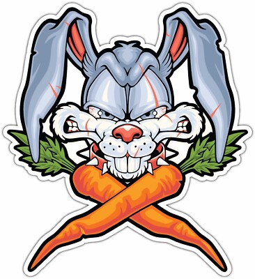 Mad Rabbit Cartoon Bunny Hare Animal Car Bumper Window Sticker Decal 4 ...