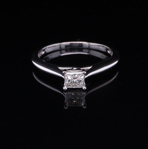 Vintage 0.30ct Princess Cut Diamond Set 14ct White Gold Solitaire Ring ...