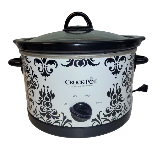 Crock Pot 4.5 Quart Slow Cooker Damask Pattern White | eBay
