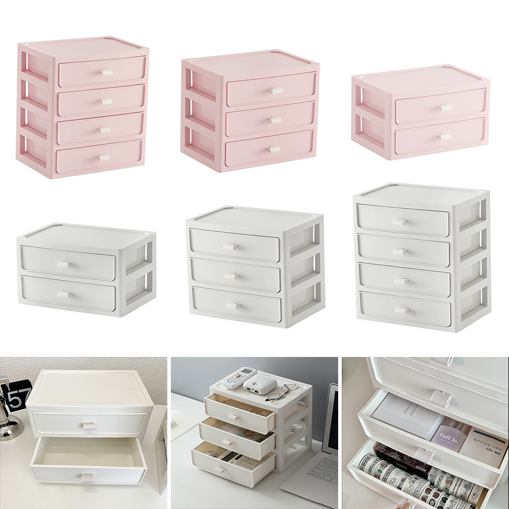 2-4 Tier Large Storage Box Office Home Desk Cosmetic Stationery Case ...