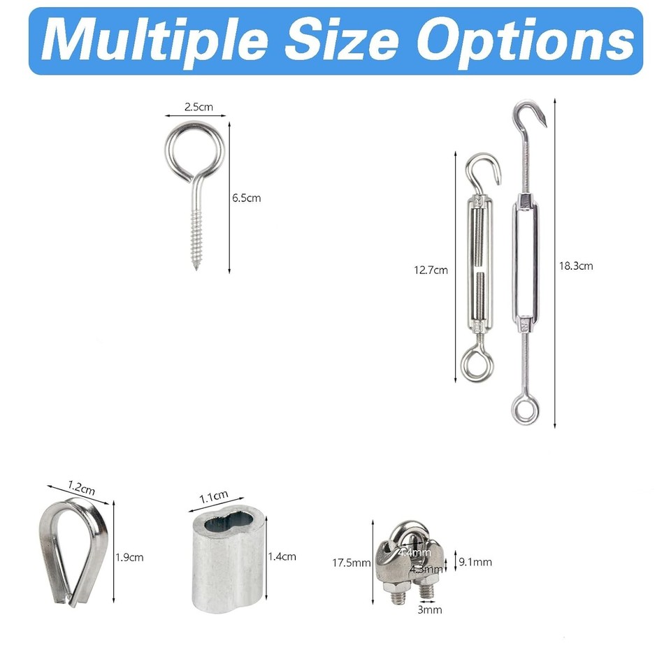 Guy Wire Rope Kit Trellis Wire Turnbuckles Cable Wire Stainless Steel ...