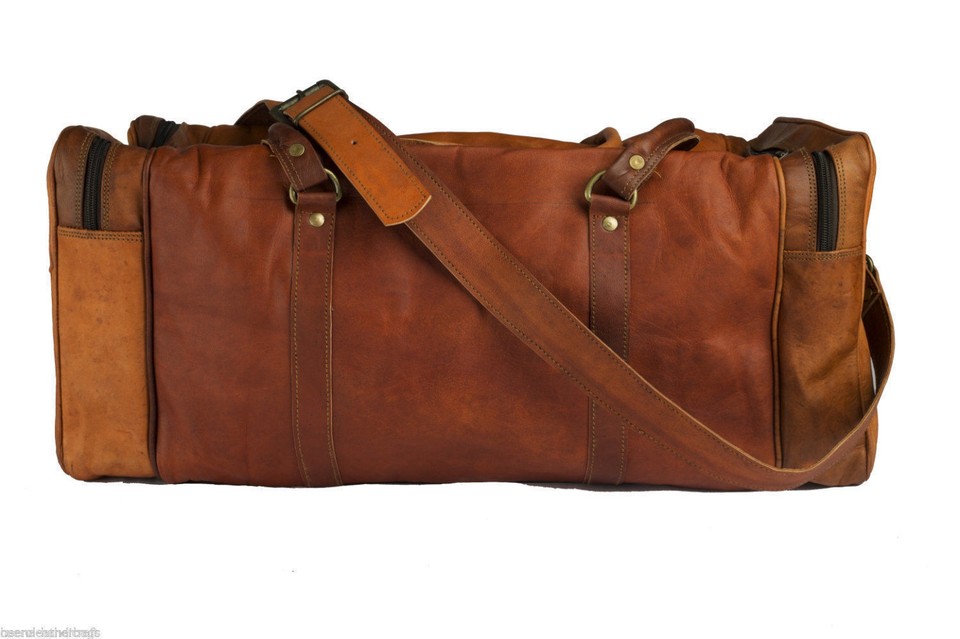 S To XXL vintage Genuine Leather Goat Hide Duffle Bag Luggage Duffle ...