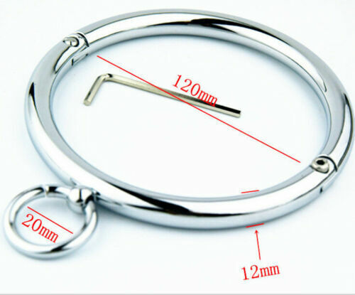 Women Metal Steel Neck Collar with O Ring Bondage Choker Restraint ...