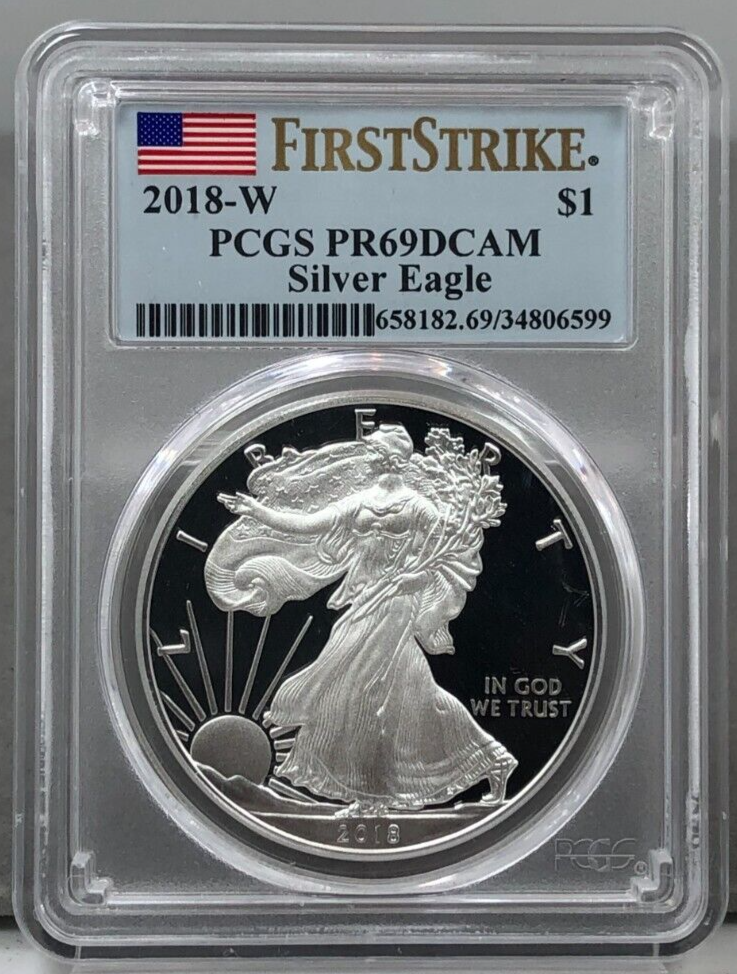 2018-W $1 PROOF American Silver Eagle PCGS PR69 DCAM ~ First Strike ...