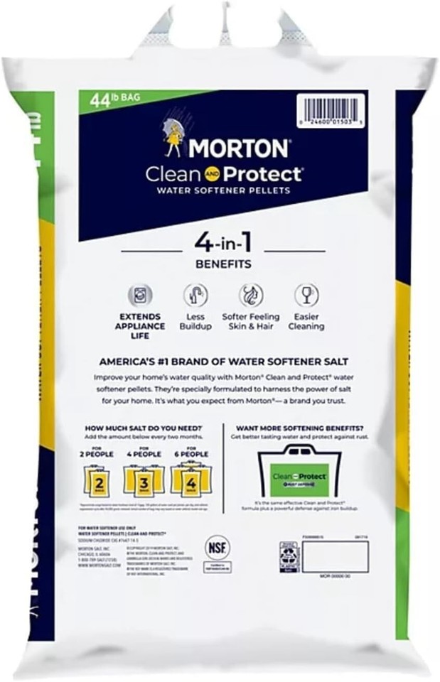 Morton Salt Water Softener Clean and Protect 44 lb bag - FREE & FAST ...
