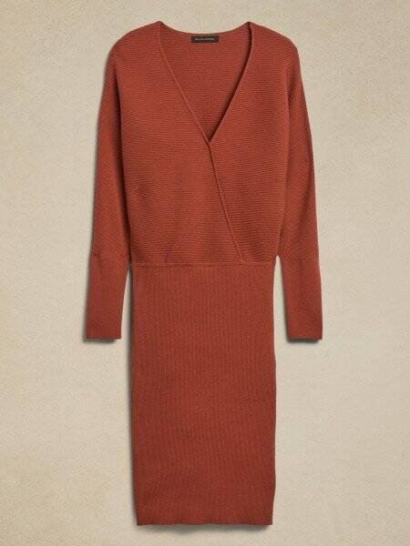 NEW BANANA REPUBLIC BLACK RINA WRAP FRONT SWEATER DRESS XSMALL #444261 ...