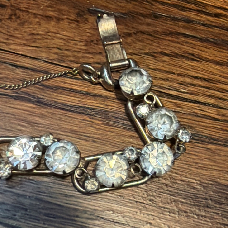 VINTAGE JULIANA GOLDTONE CLEAR RHINESTONE BRACELET 5 LINK 7 " WITH ...