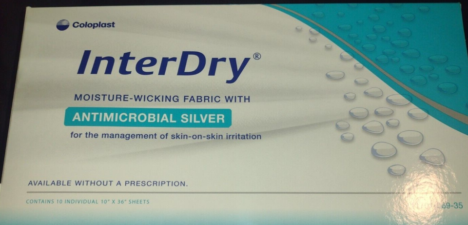 4X White Coloplast InterDry Sheets 10" x 36" Antimicrobial Silver/FREE ...